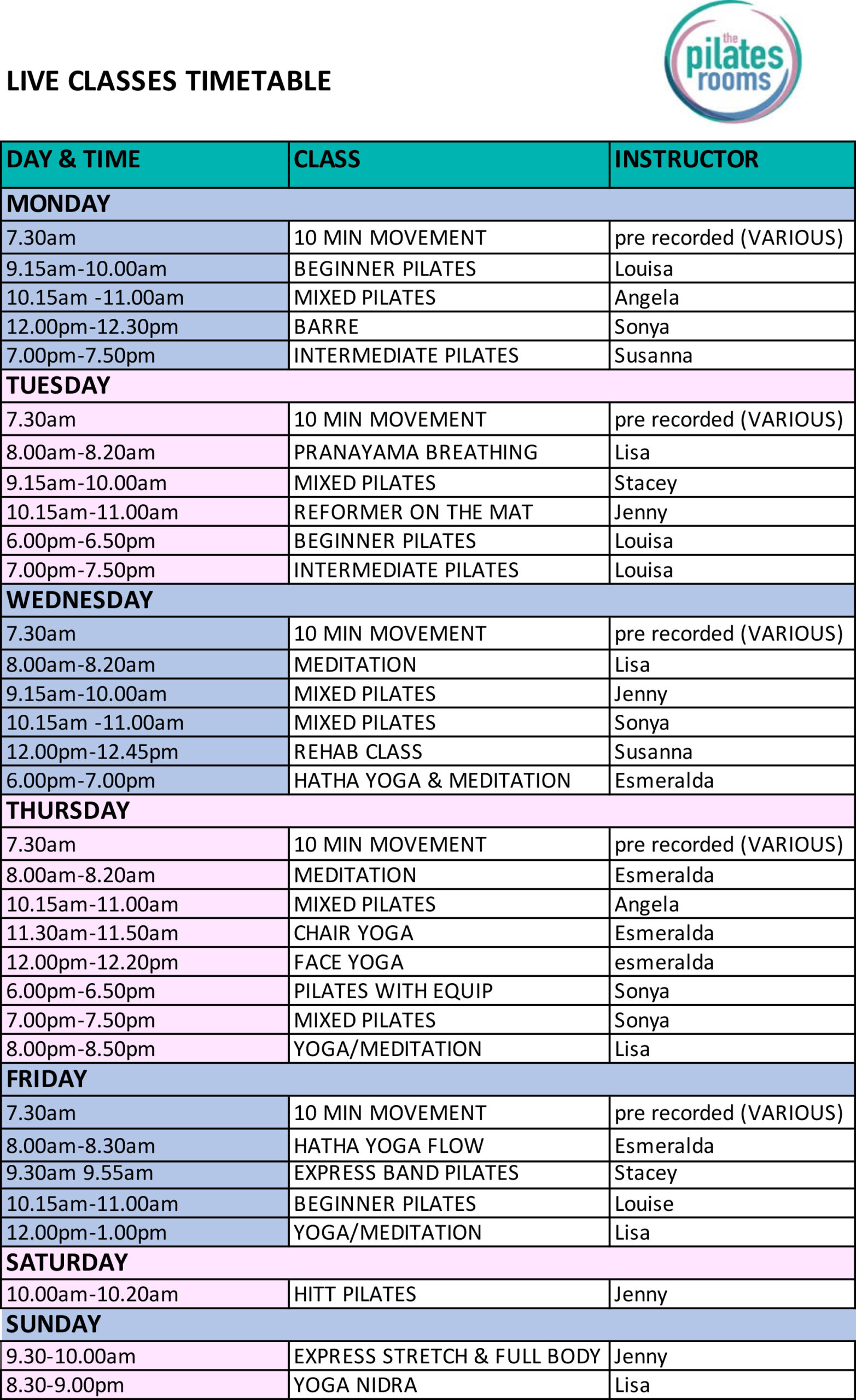 Online Classes - The Pilates Rooms Urmston